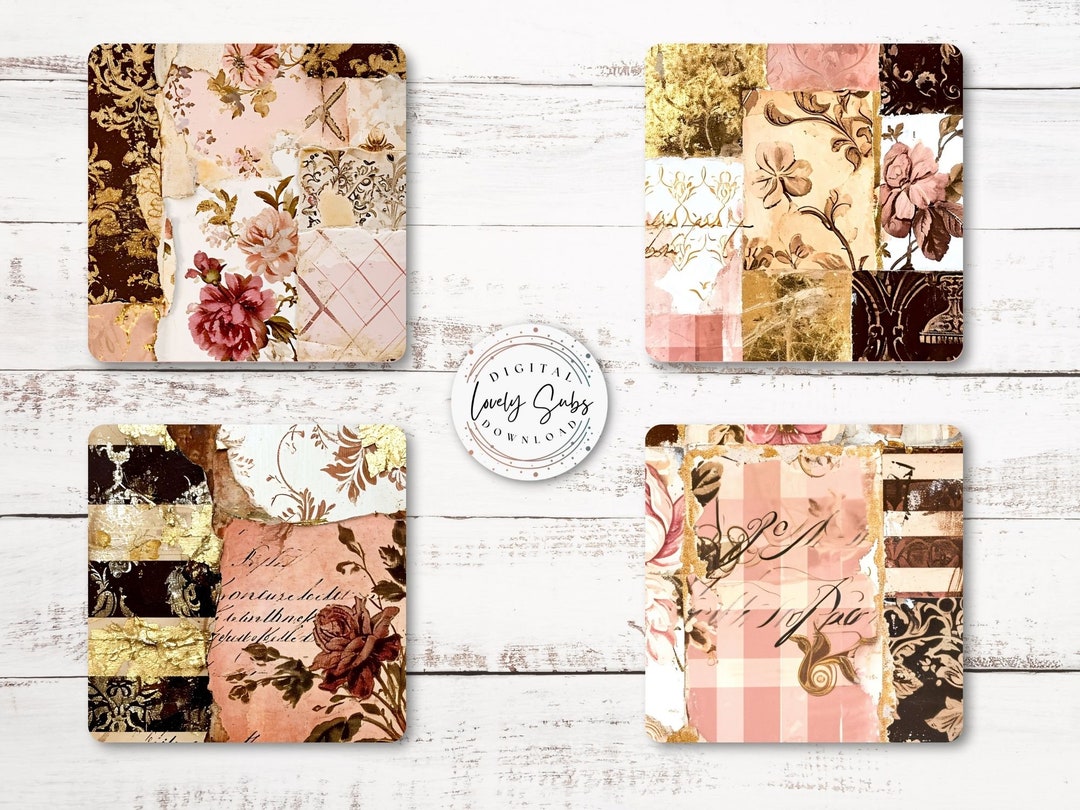 4 Square Car Coaster Bundle, Digital PNG File, Instant Download ...