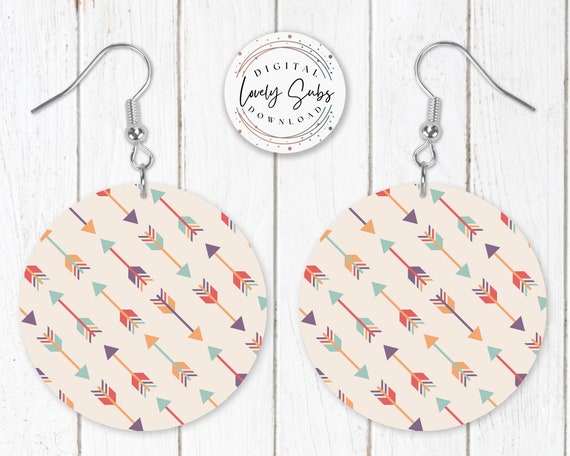 Sublimation Round Earring Designs PNG Instant Digital | Etsy