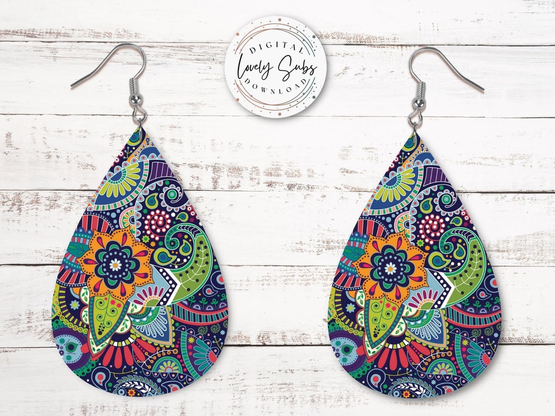Sublimation Earring Designs PNG, Teardrop Instant Digital Download ...