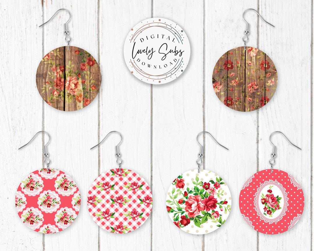 Sublimation Earring Designs PNG, Set of 6 Round Earring Designs ...
