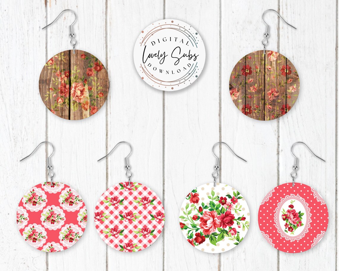 Sublimation Earring Designs PNG Set of 6 Round Earring - Etsy