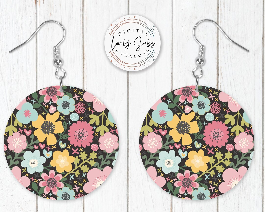 Sublimation Round Earring Designs PNG, Instant Digital Download ...