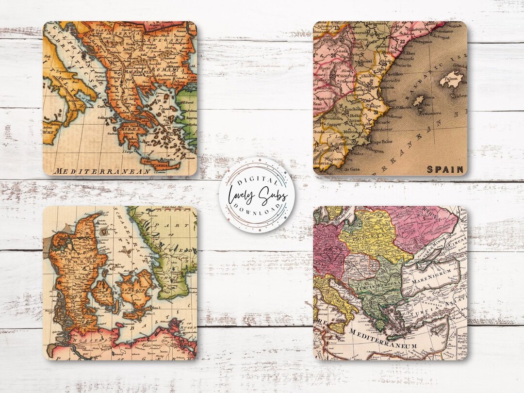 4 Square Car Coaster Bundle, Digital PNG File, Instant Download ...