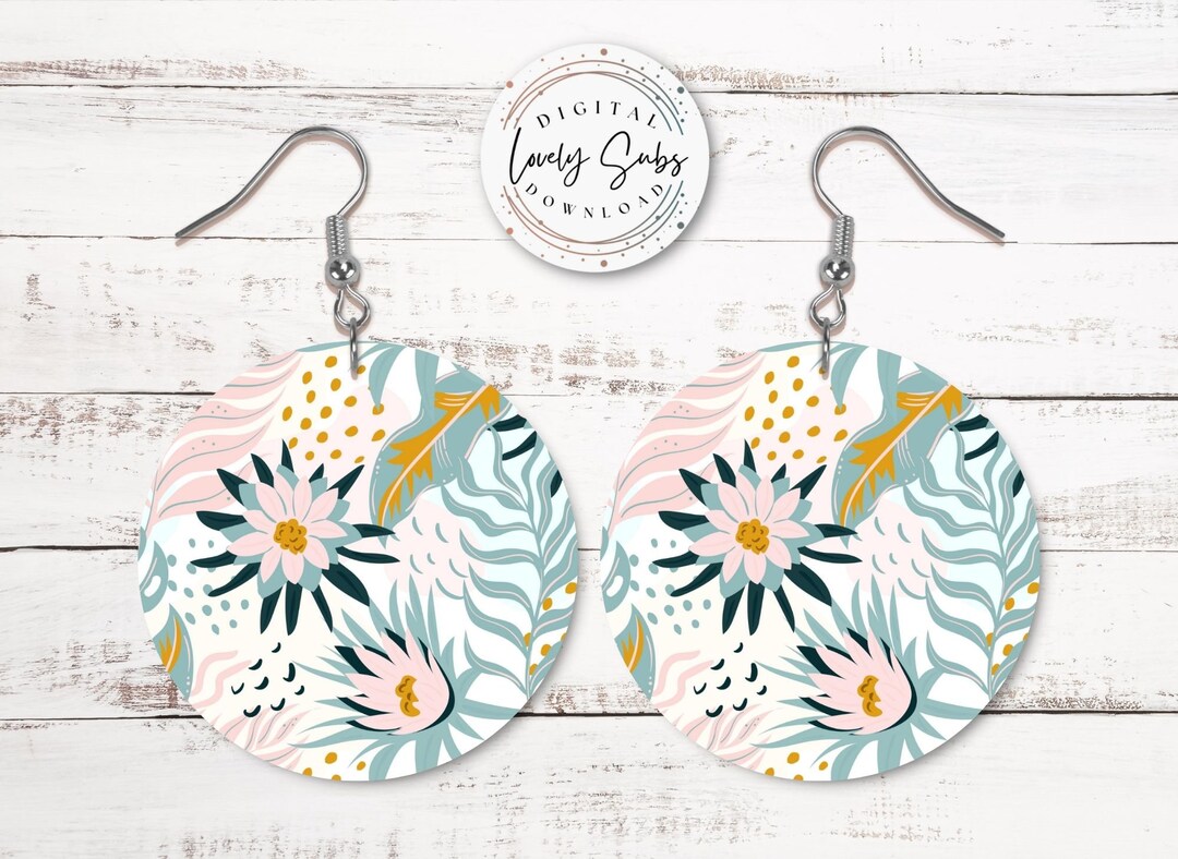 Sublimation Round Earring Designs PNG, Instant Digital Download, Earring Blanks Design ...