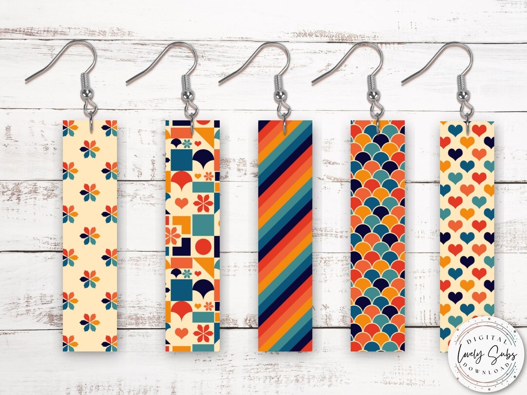 Sublimation Earring Designs PNG, Set of 5 Bar Earring Designs, Instant ...