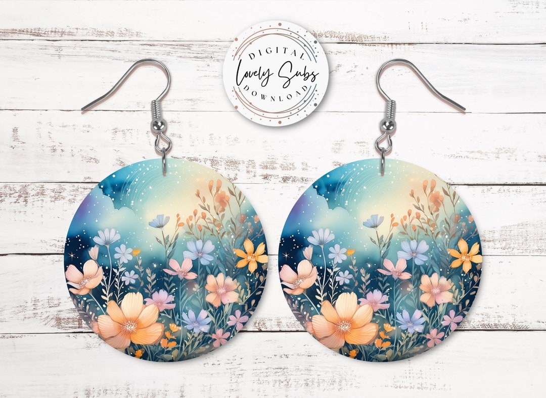 Sublimation Round Earring Designs PNG, Instant Digital Download ...