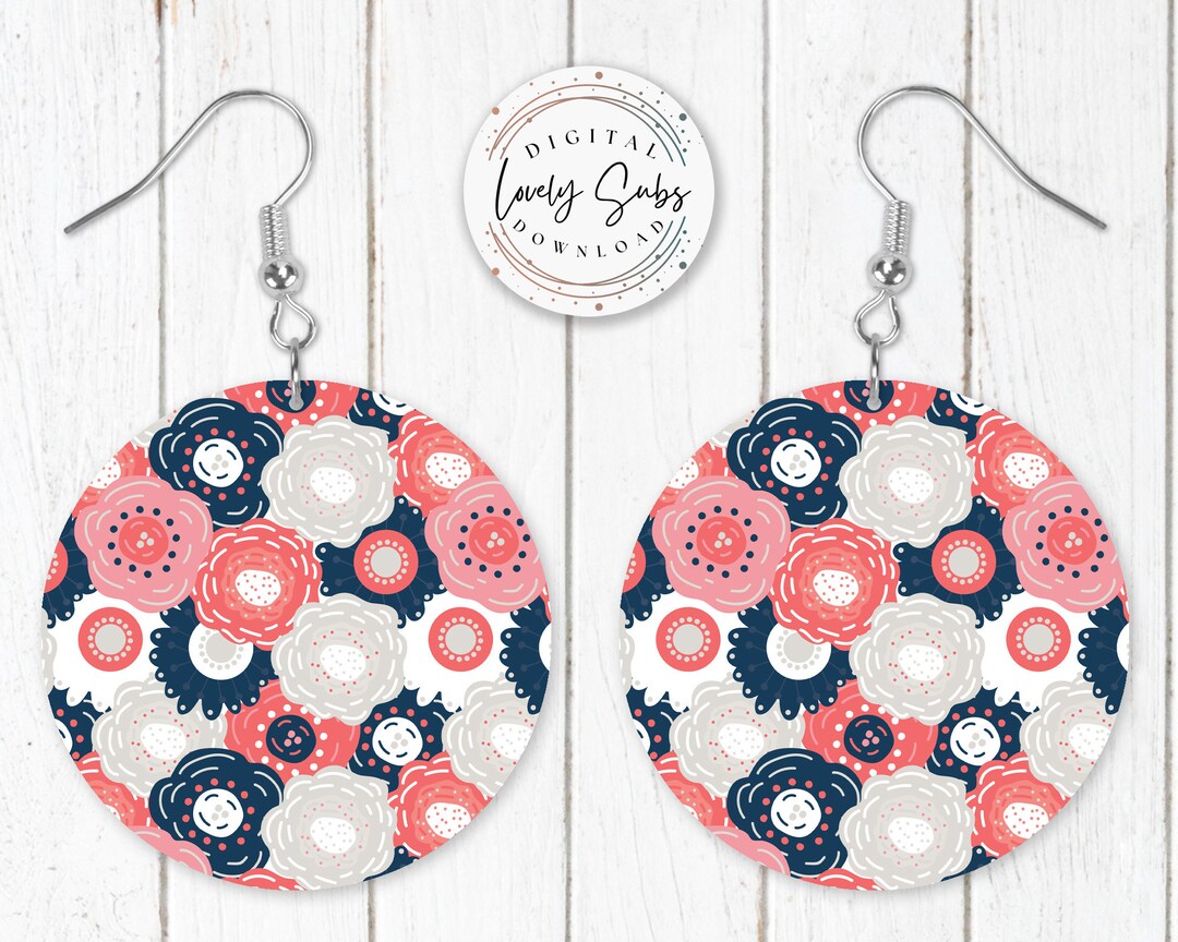 Sublimation Round Earring Designs PNG, Instant Digital Download ...