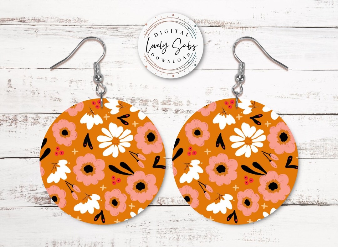 Sublimation Round Earring Designs Png Instant Digital Download