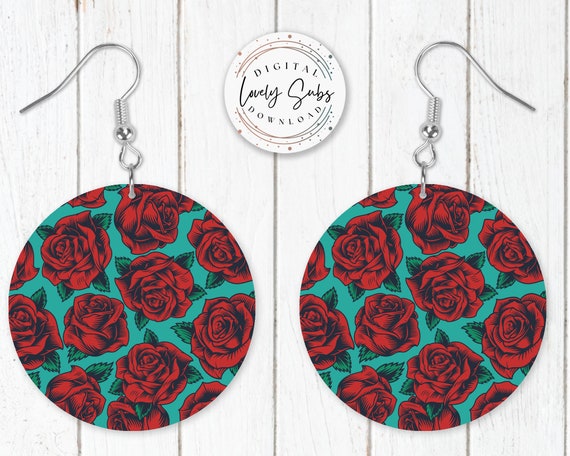 Sublimation Round Earring Designs PNG Instant Digital | Etsy