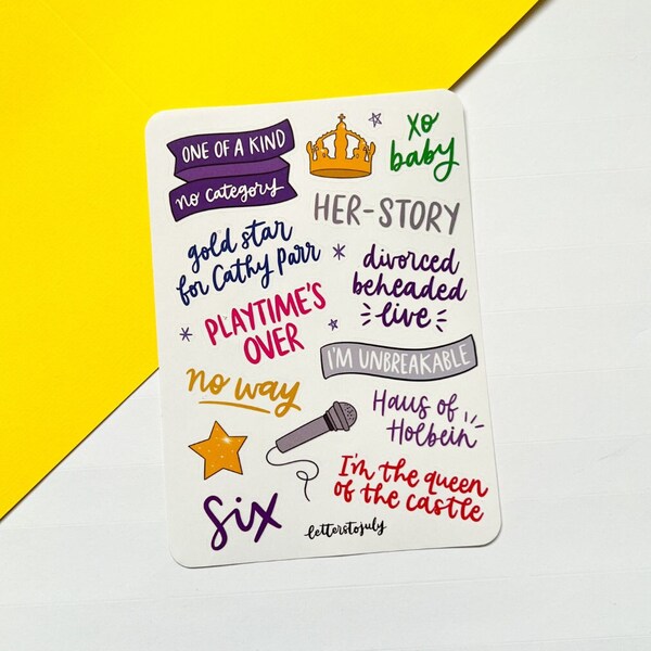 Six the Musical Stickers - Etsy