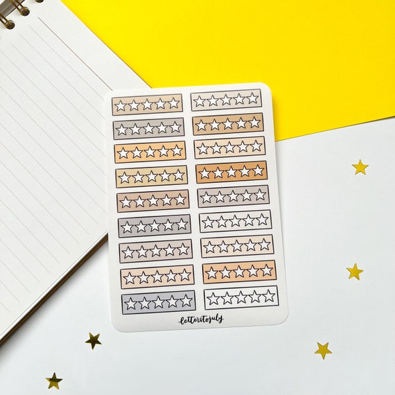 5 Star Rating Sticker Sheet various Colours Available | Etsy