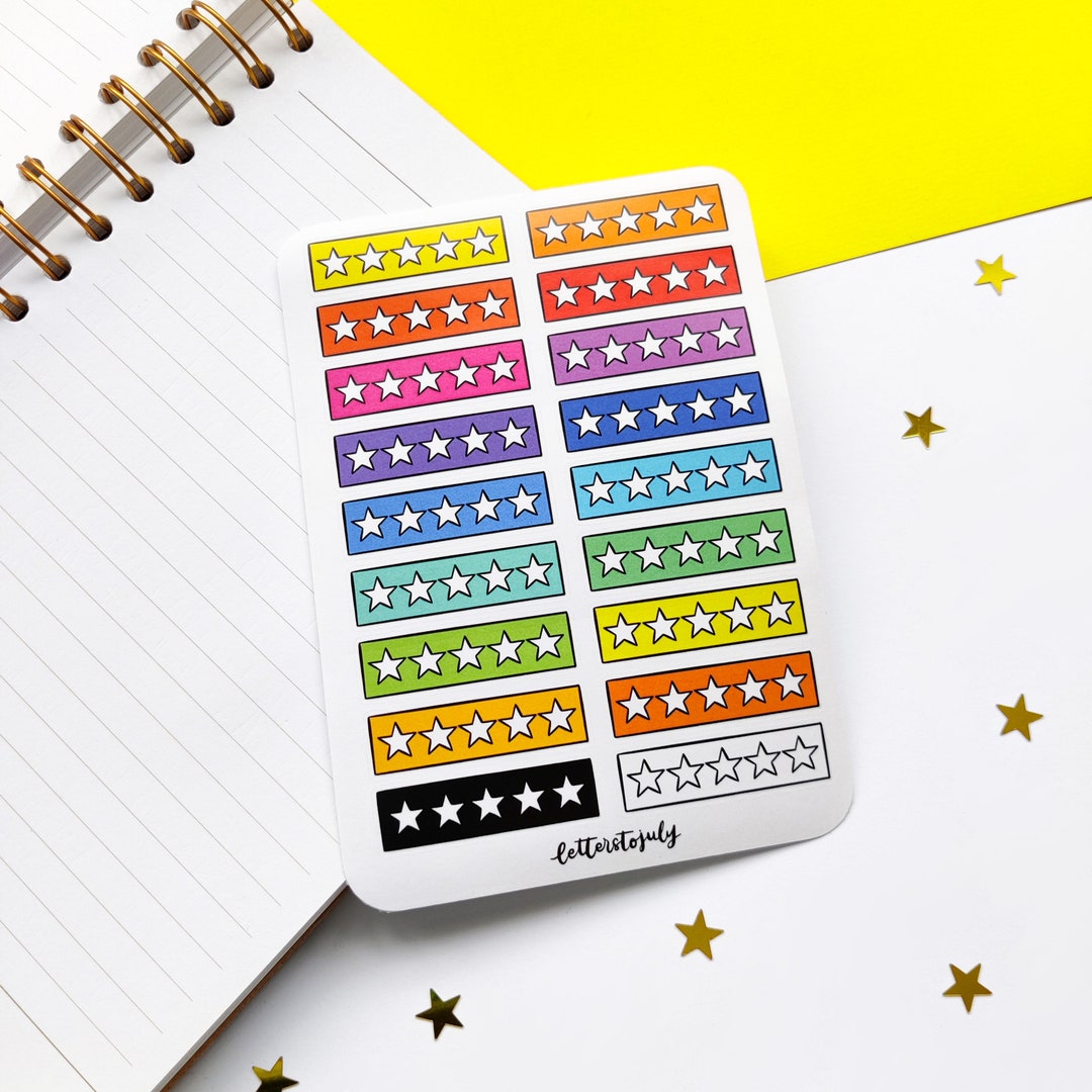 5 Star Rating Sticker Sheet various Colours Available - Etsy