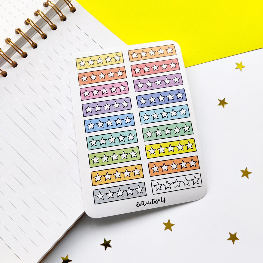 5 Star Rating Sticker Sheet various Colours Available - Etsy