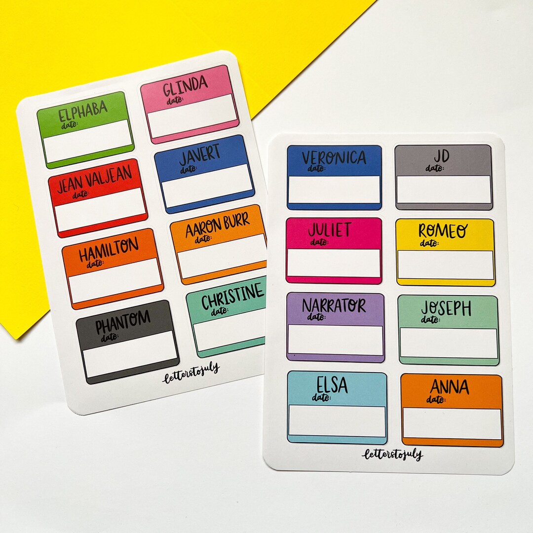 Musical Theatre Character Tags Sticker Sheet - Etsy