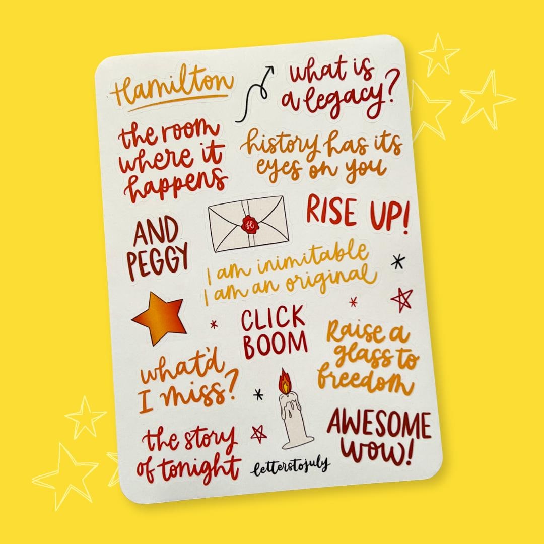 Hamilton Inspired Sticker Sheet - Etsy