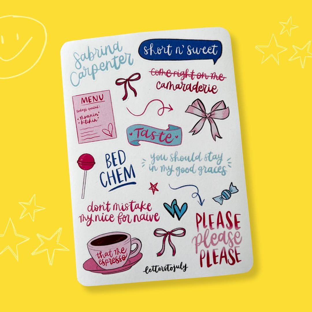 SC Short N' Sweet Album Inspired Sticker Sheet - Etsy