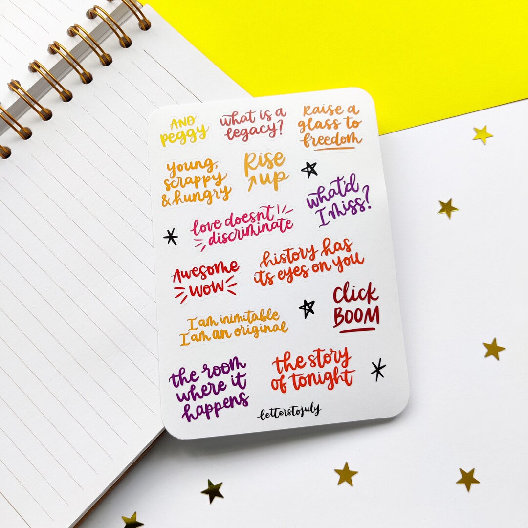 Hamilton Inspired Sticker Sheet - Etsy