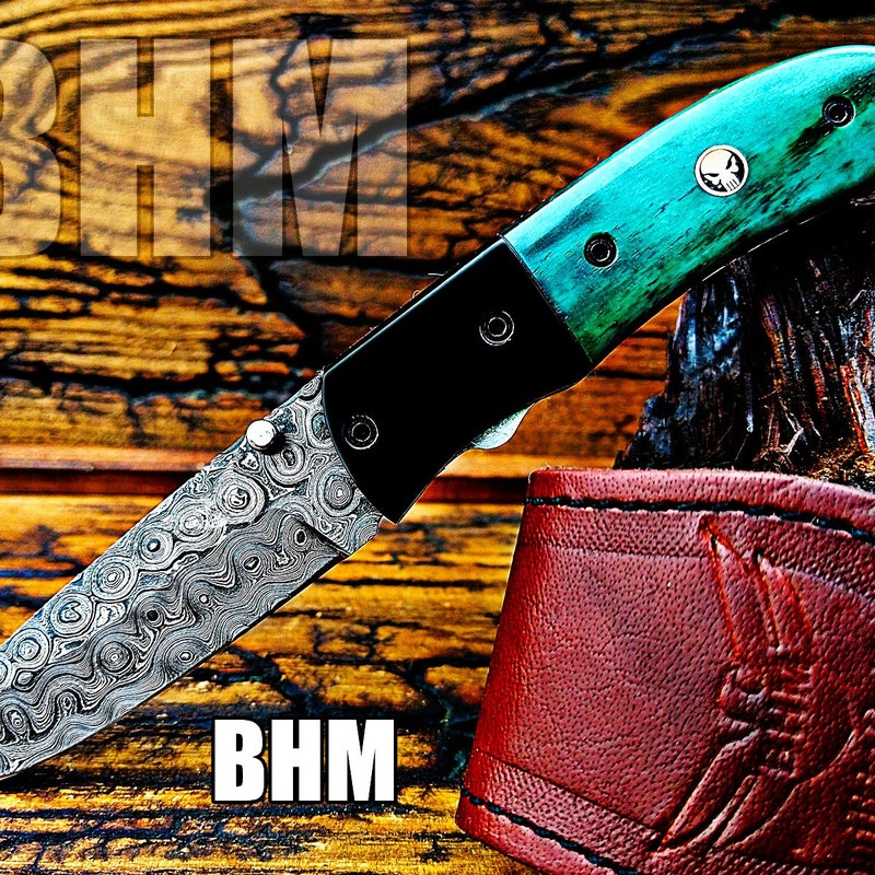 Titanium Damascus Knife - Etsy
