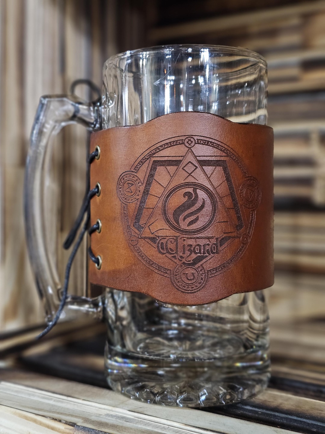 Wizard - Handcrafted Leather-wrapped D&D Glass Mug – 26 Oz - Etsy