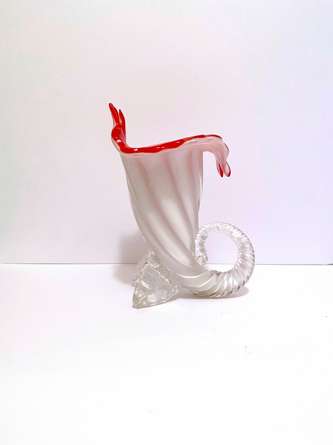 Cased Glass Cornucopia Vase Cornucopia Jack in the Pulpit - Etsy