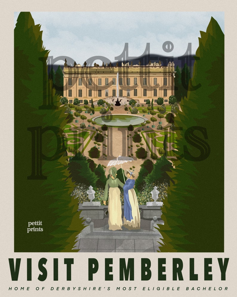 Digital Download Pride and Prejudice Pemberley Travel Poster | Etsy