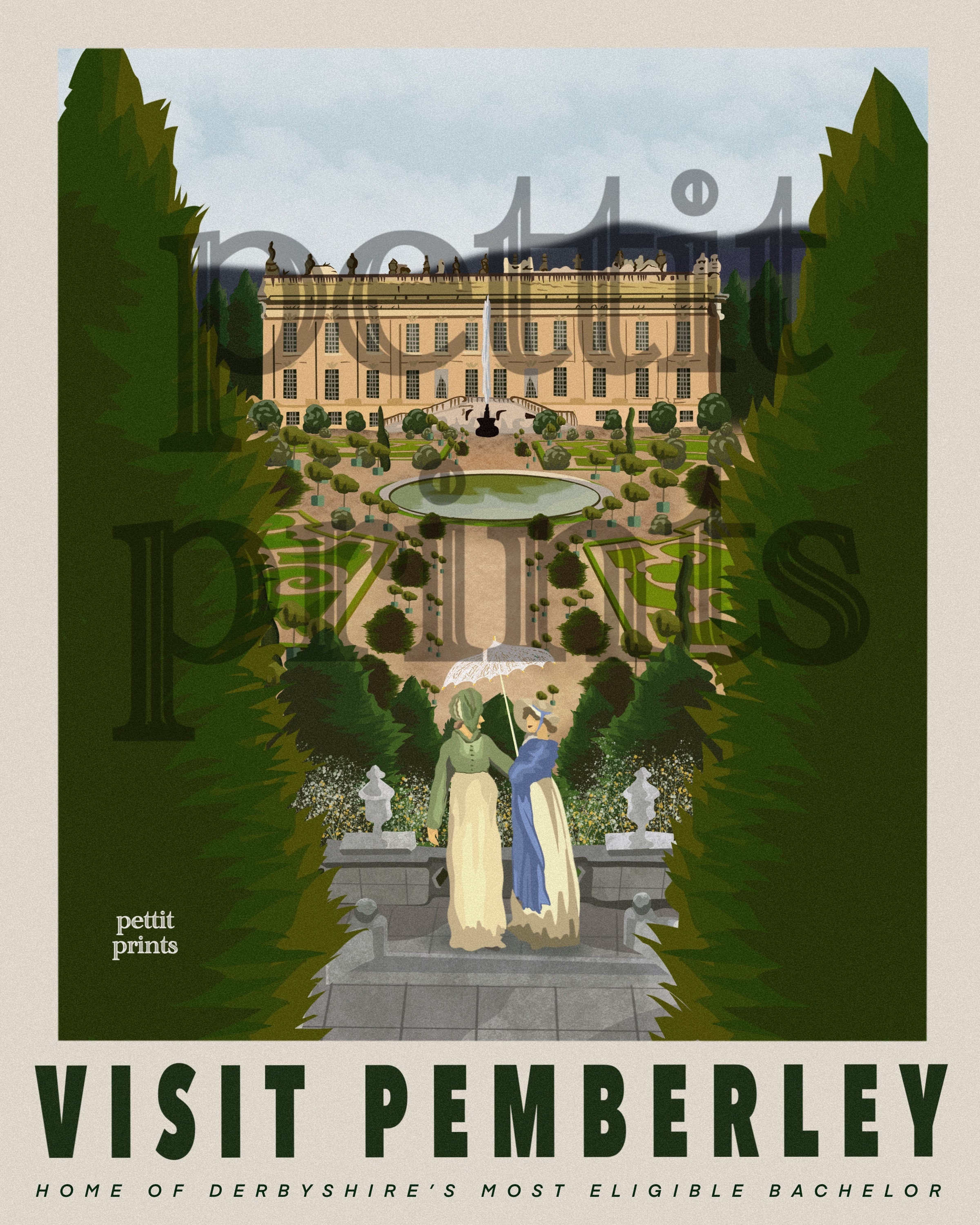 Digital Download, Pride and Prejudice Pemberley Travel Poster, Digital ...
