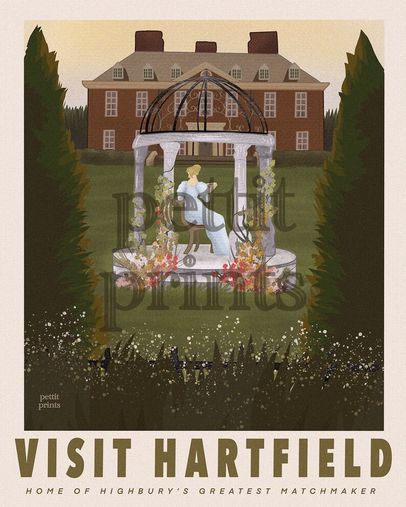Emma Jane Austen Visit Hartfield Vintage Travel Poster - Etsy