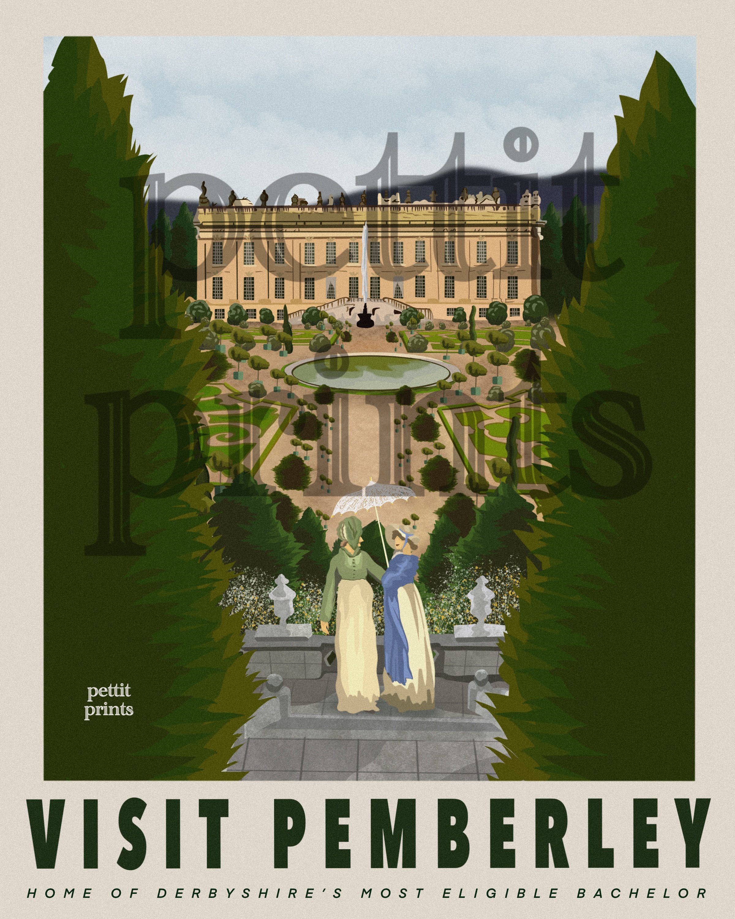 Pride and Prejudice Pemberley Travel Poster Digital Art - Etsy Singapore