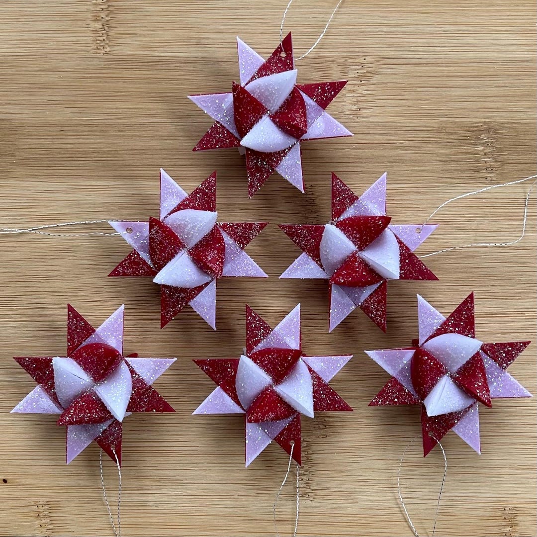 Moravian German Froebel Paper Waxed Star Christmas Ornament - Red ...