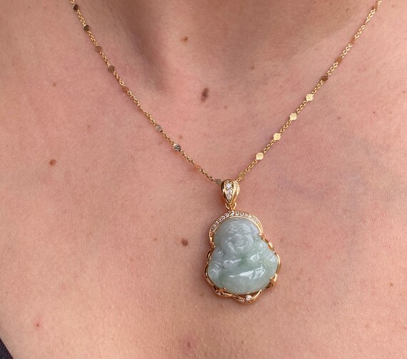 Small Light Green Buddha Pendant Necklace Buddhism | Etsy