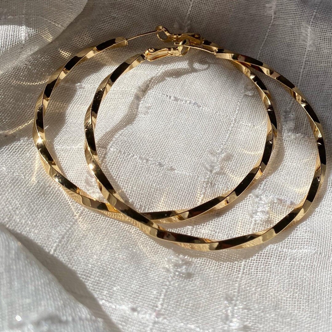 Thanks Daddy . Large Gold Hoops . Vintage Hoops . Gold Hoop Earrings ...