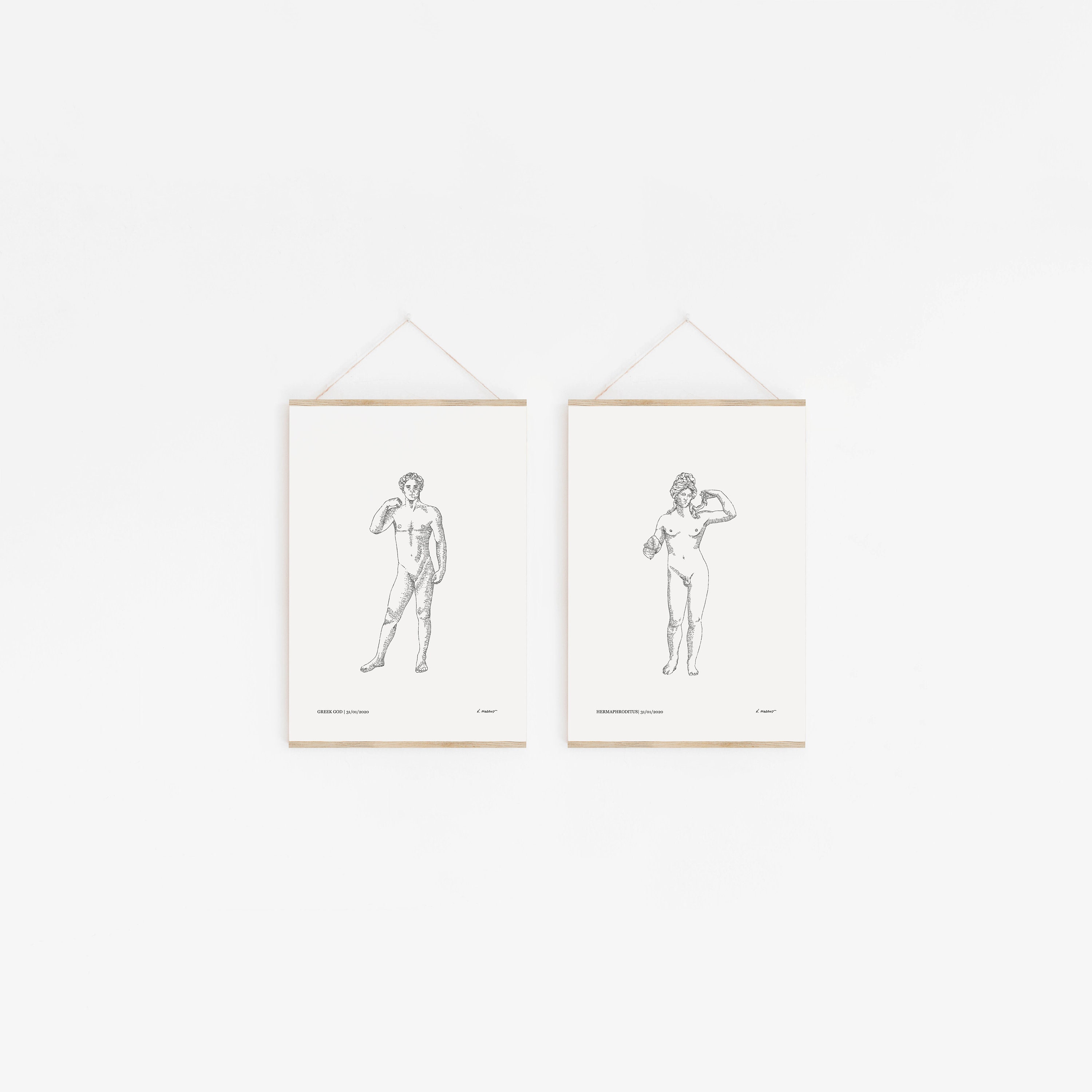 Transgender Art Print 2 Pack Greek Gods Line Art - Etsy UK