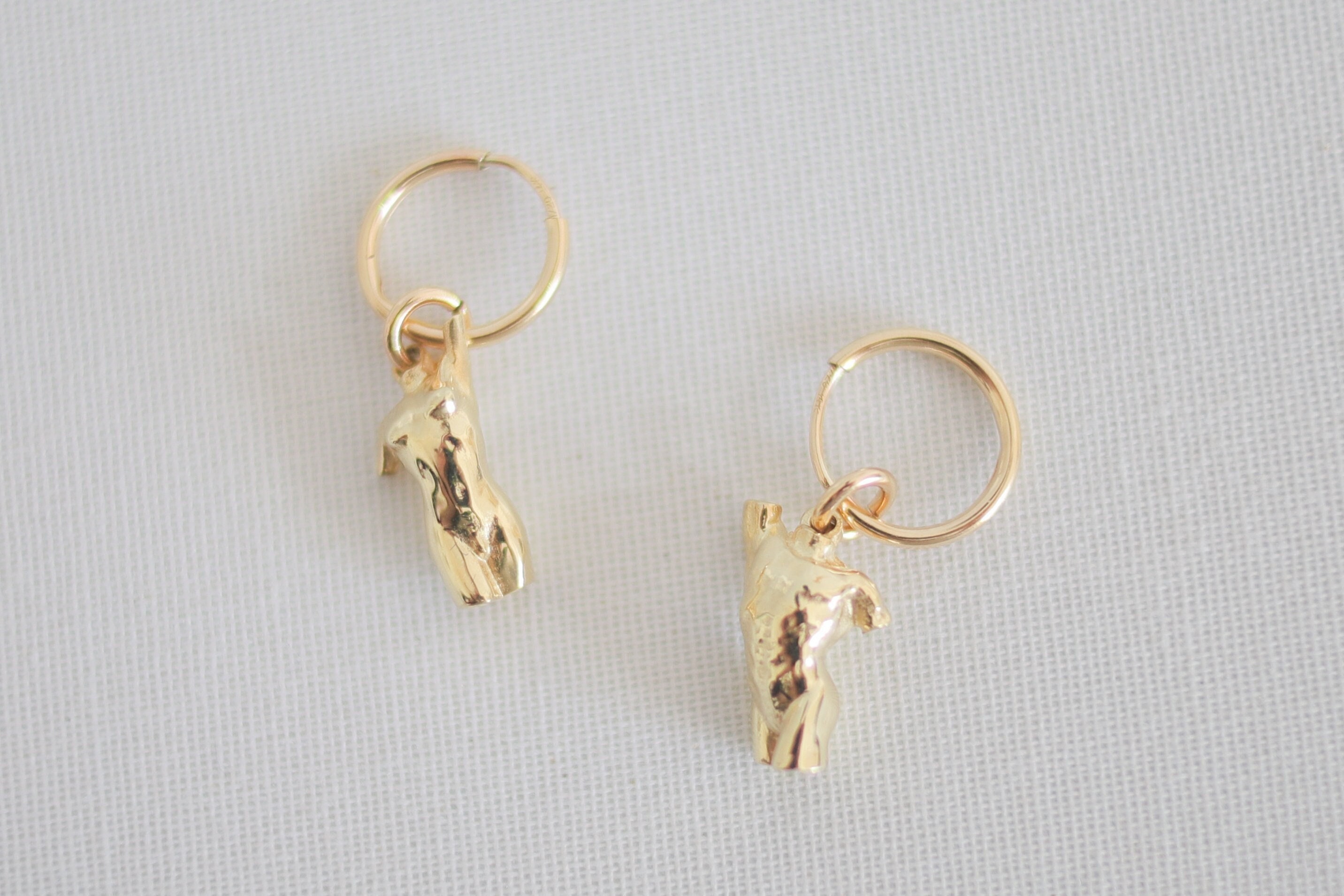 Transgender Torso Hanging Pendant Earring Gold Plated | Etsy