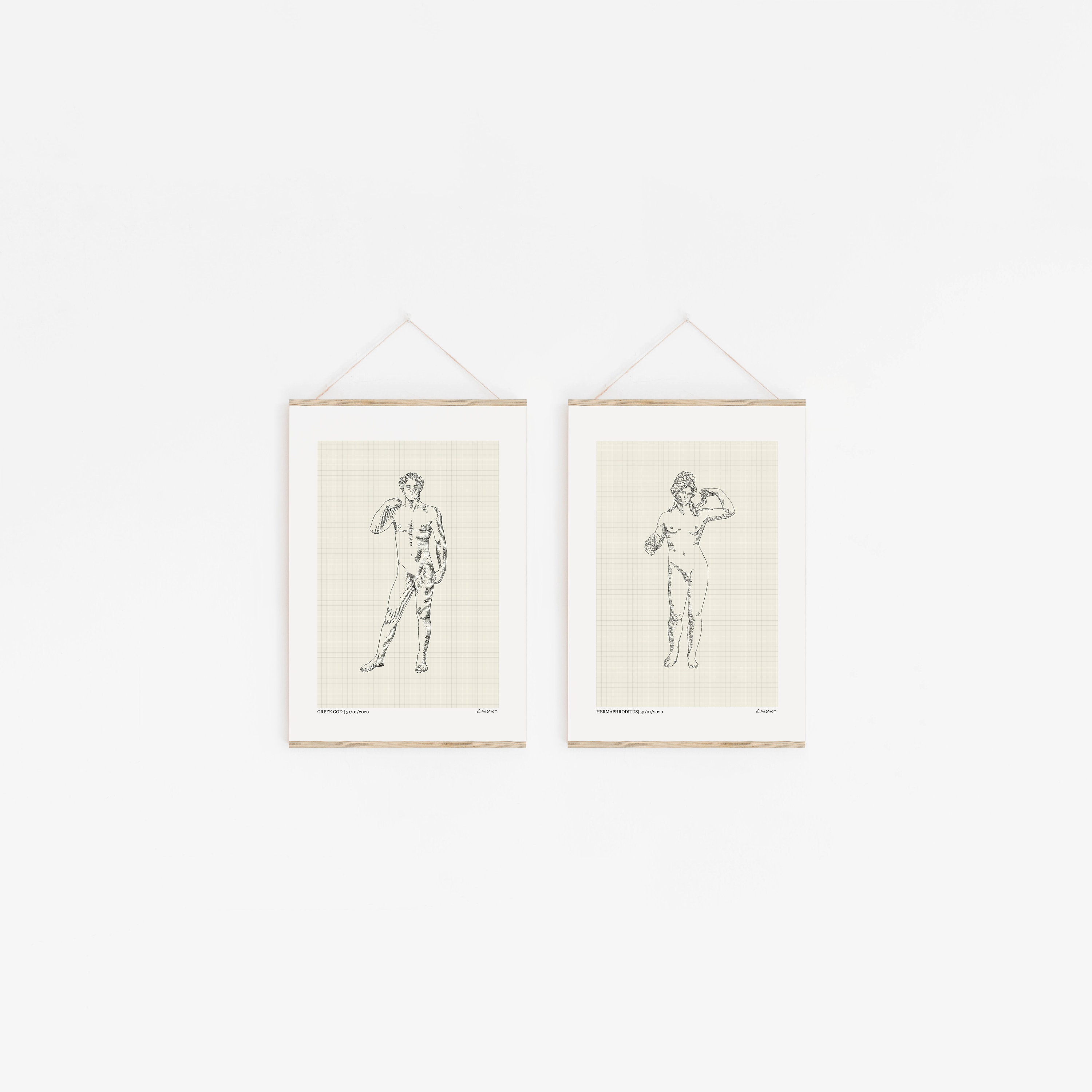 Transgender Art Print 2 Pack Greek Gods Line Art | Etsy