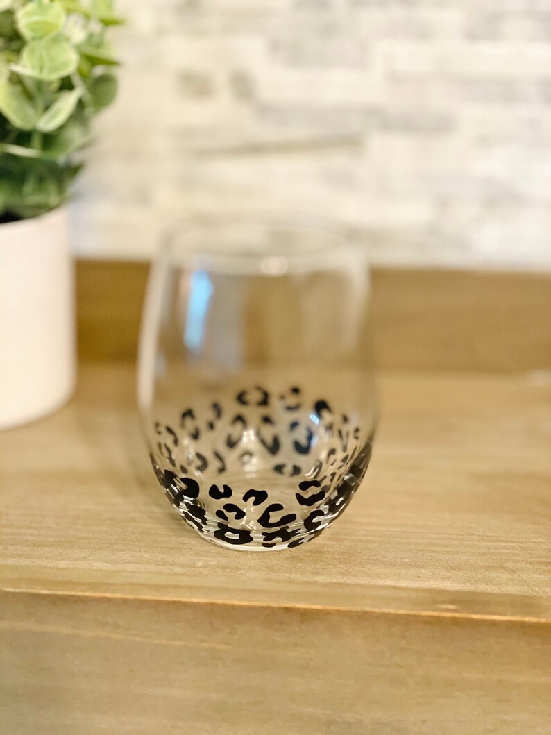 Leopard Wine Glass | Wine Glass | Gift for Her | Leopard Print | House ...