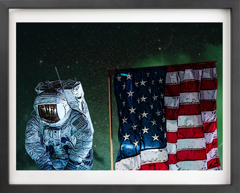 Moon Landing Space Print, Space Man Digital Print, Printable Astronaut ...