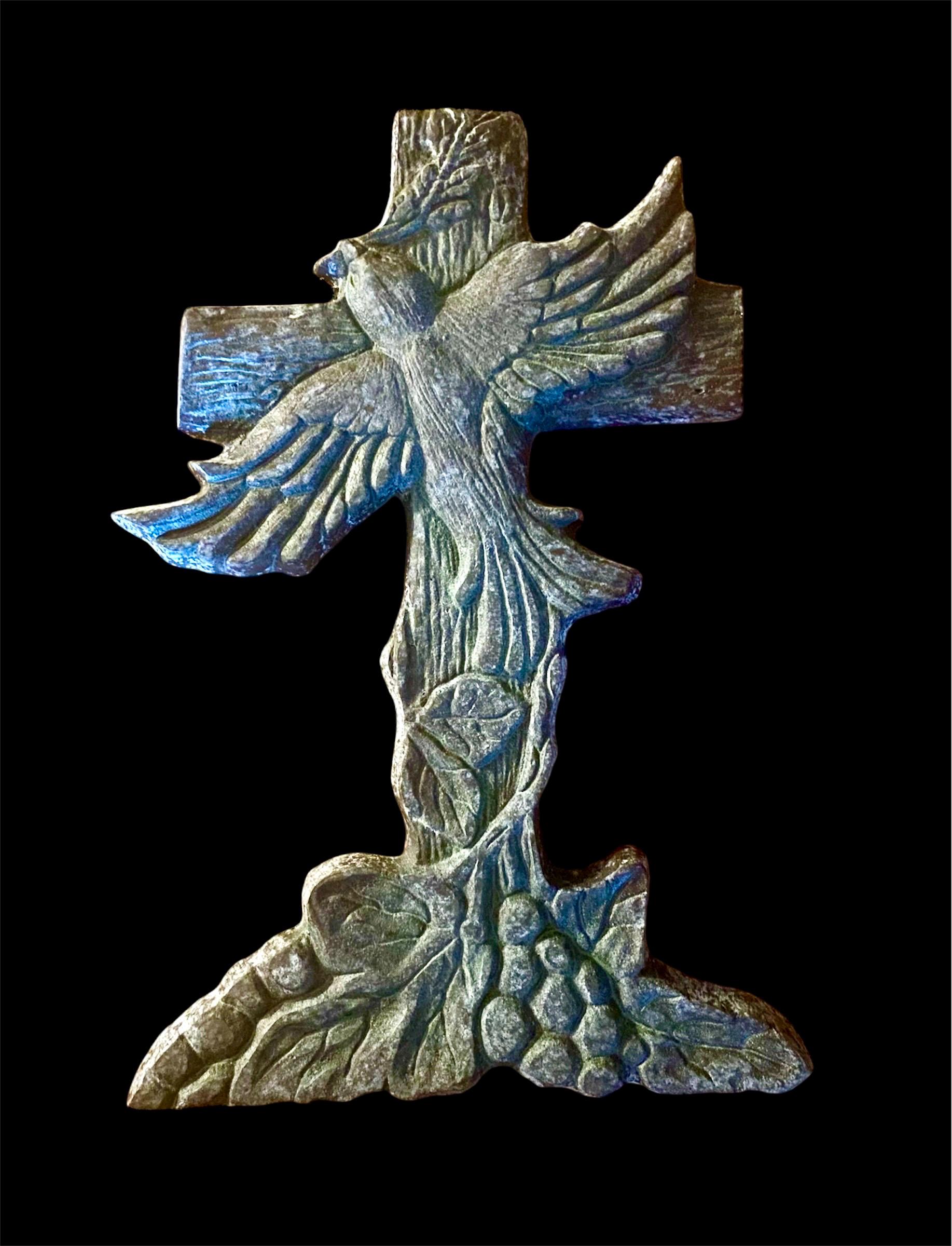 Metal Cross With Dove Grave Marker Headstone Wall Hanging - Etsy
