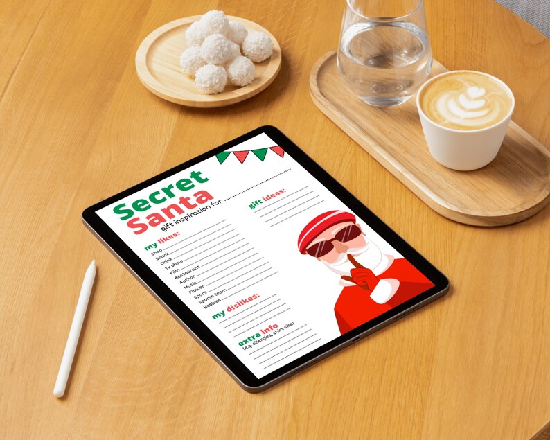 Printable Secret Santa Questionnaire for Coworkers Gift Exchange Game, Favorite Things Christmas ...