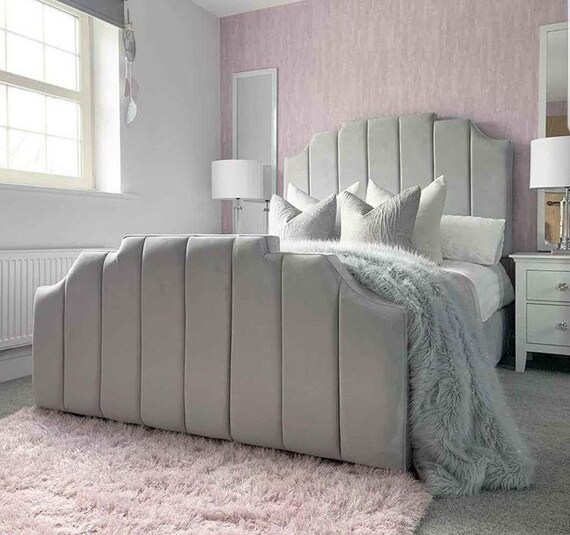 Art Deco Bed Frame Available in 4ft6 5ft 6ft Choose Fabric - Etsy