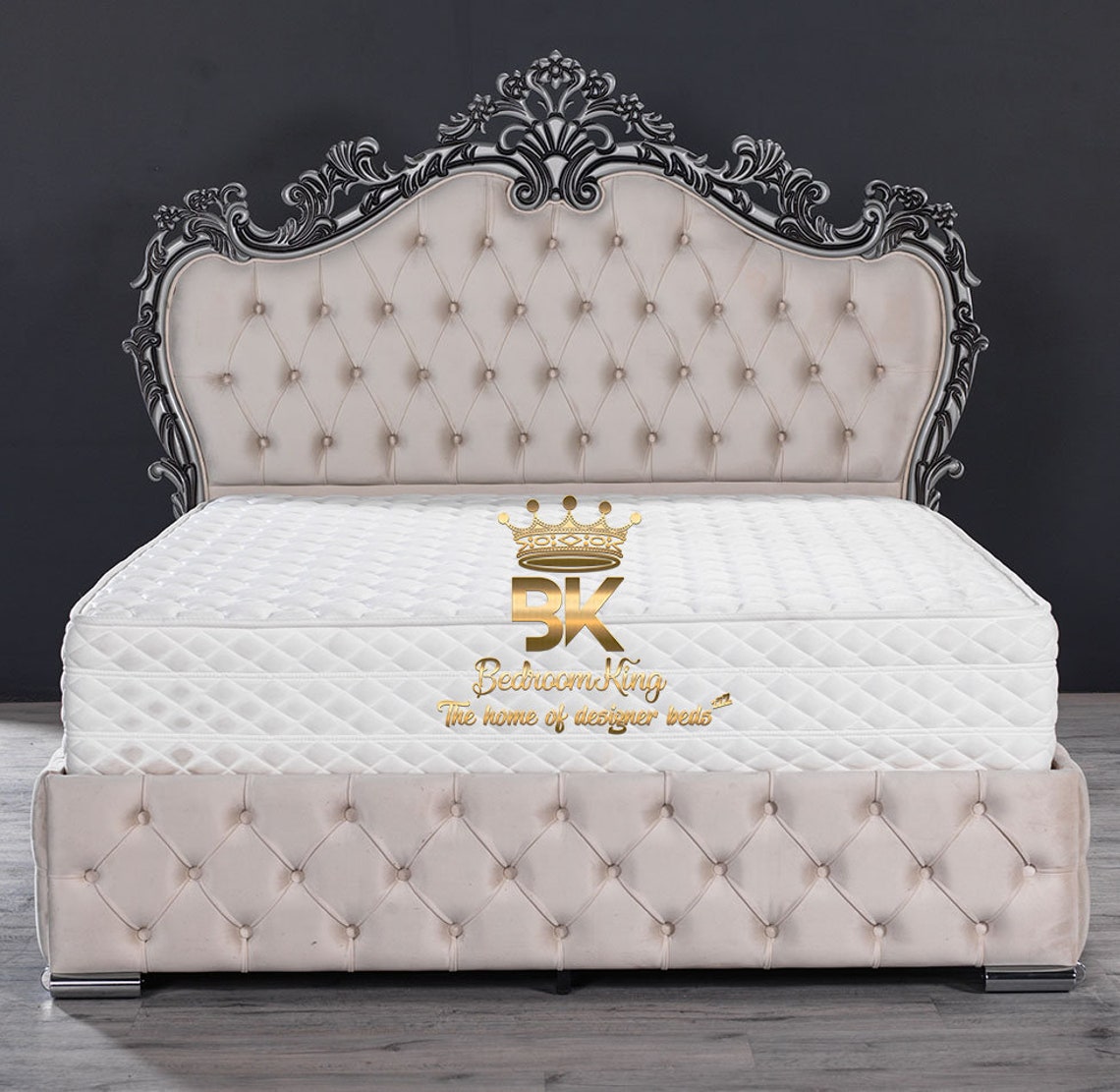 Crown Cream Plush Velvet Upholstered Chesterfield Bed Frame UK - Etsy