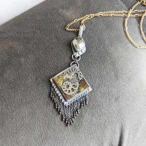 Extraordinary Machine Pendant Ox Sterling Silver Square Bead Fringe 2 ...