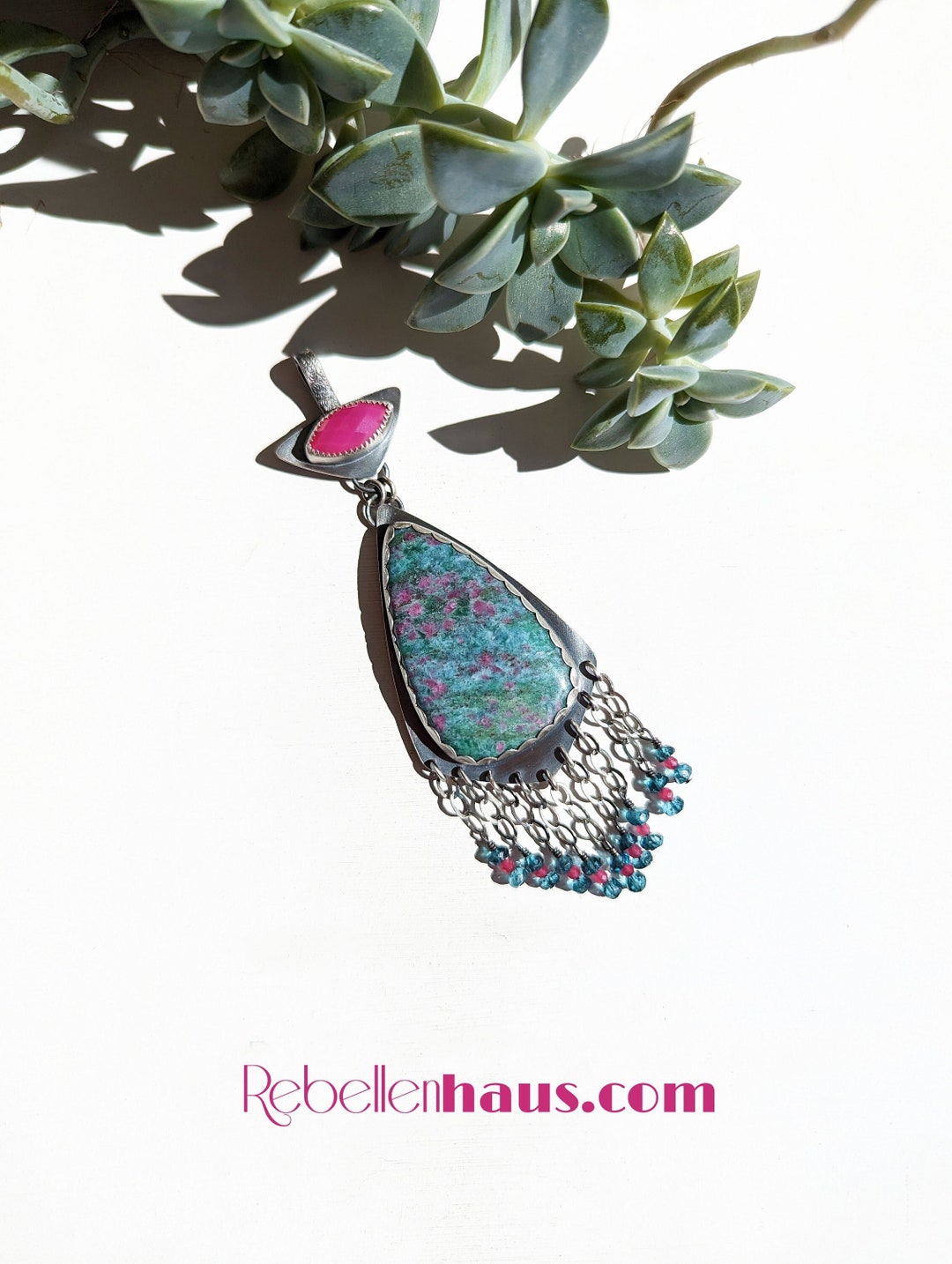 Ruby in Kyanite Pendant | Pink Chalcedony | Sterling Silver Jewelry ...