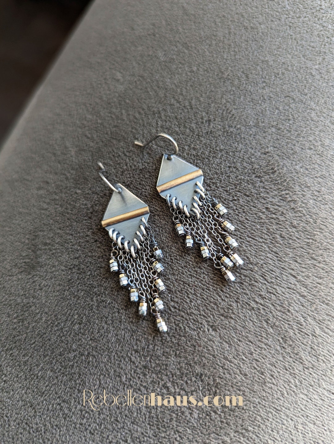Silver Slippers Earrings Ox Sterling Silver and Brass Diamond Beaded ...