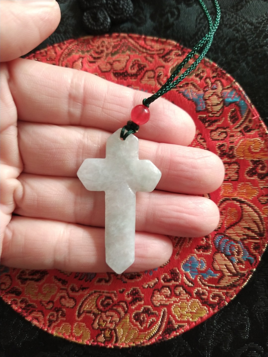 100% Jade Cross Pendant. Hand Carved Beautiful Jade Cross. Original ...