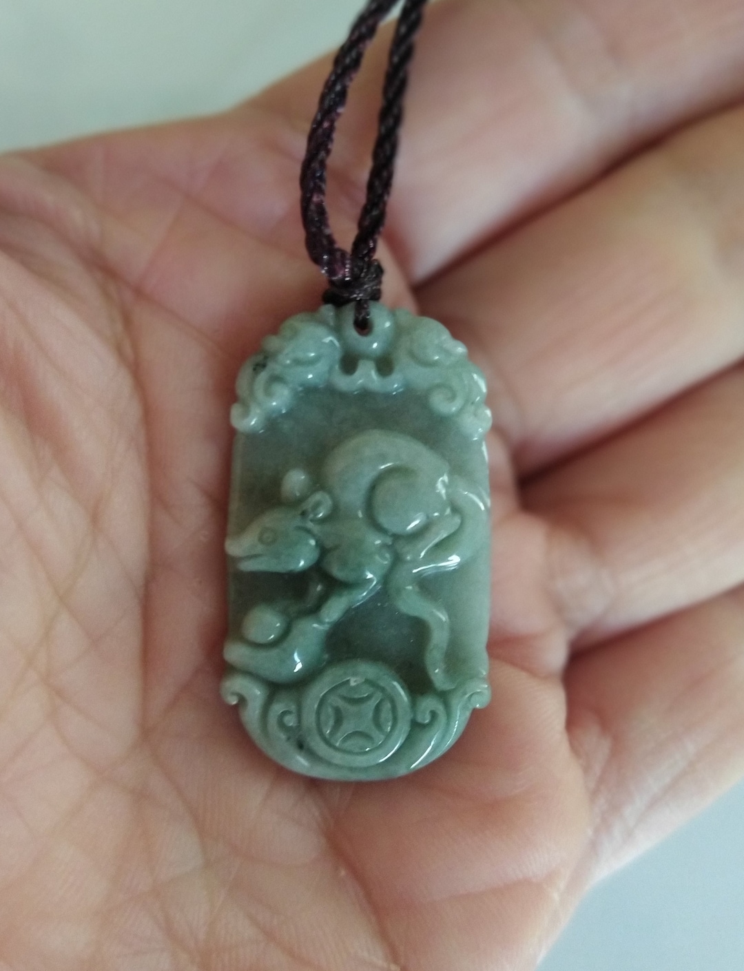 Certificate Green Jade Zodiac Rat Pendant. Zodiac Jade Rat. Hand Carved ...