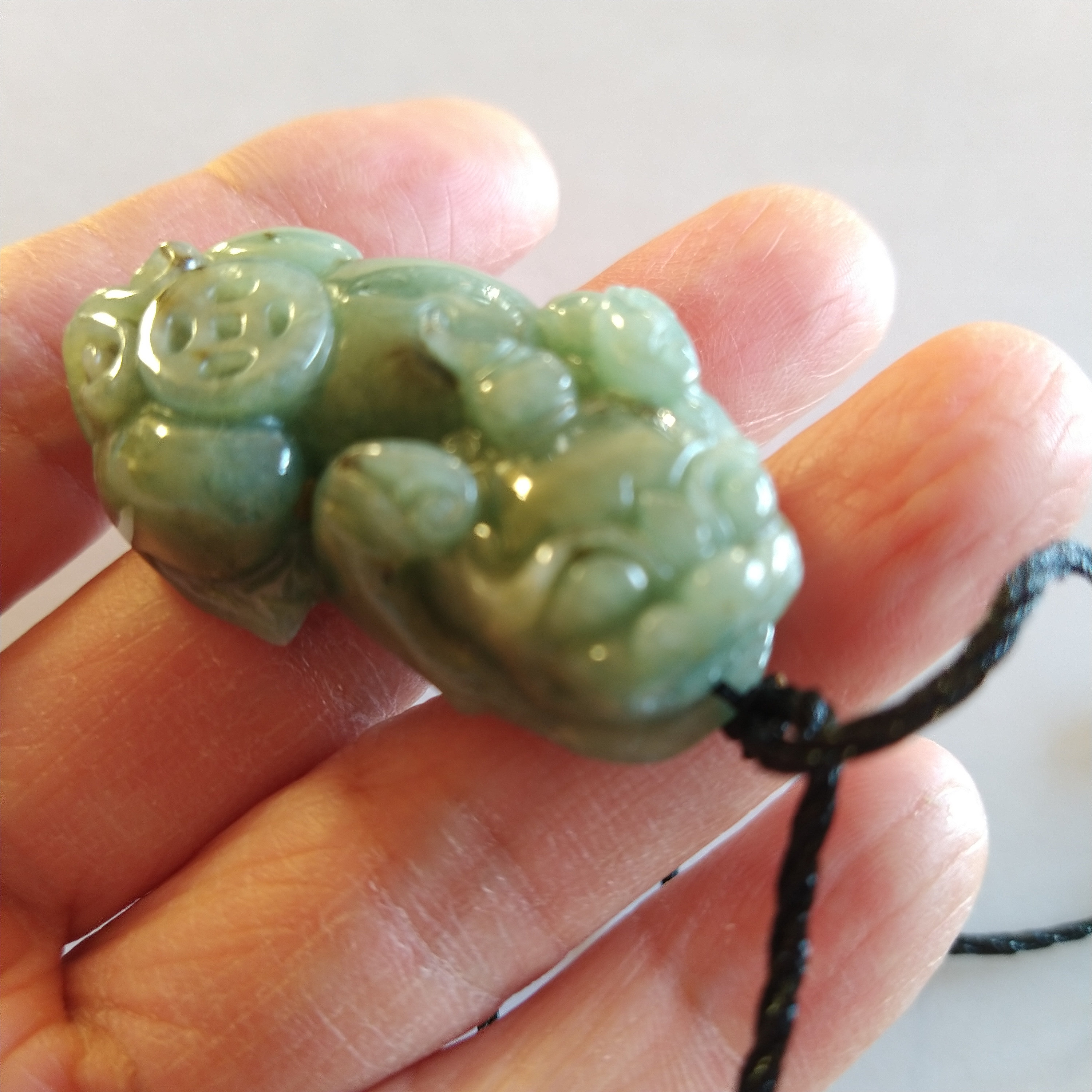 Certificate Aafeng Shui Dragon Pixiu Green Jade Pendant. Hand Carved ...