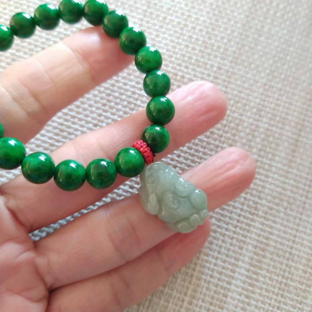 Feng Shui Pixiu Green Jade Bracelet. Hand Carved Jade Pixiu Bracelet ...