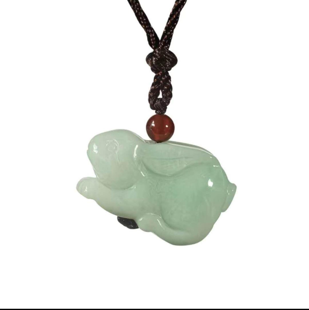 Green Jadeite Jade Rabbit Pendant Necklace - Hand Carved - Etsy