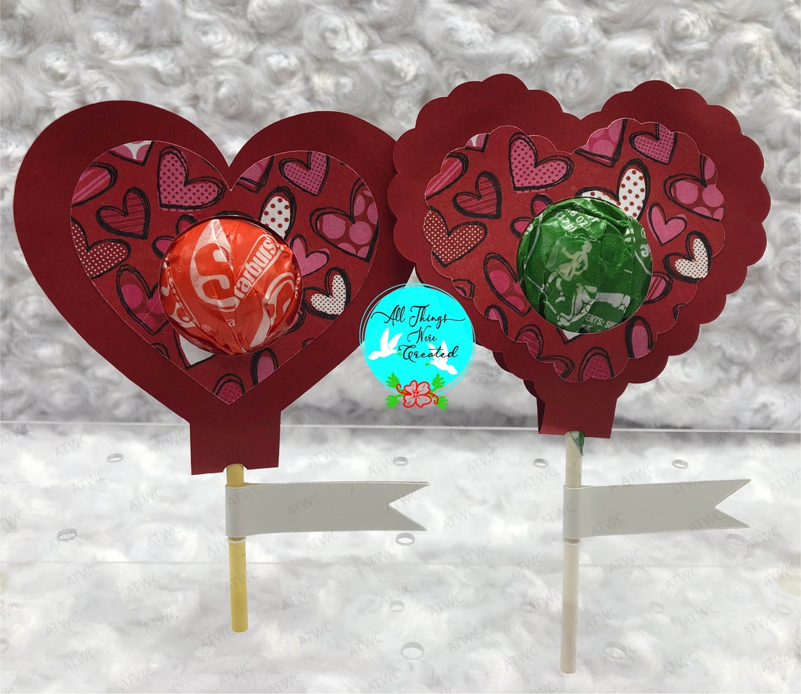 Heart Lollipop Holder Template DIGITAL Cut File, Valentine's Day ...