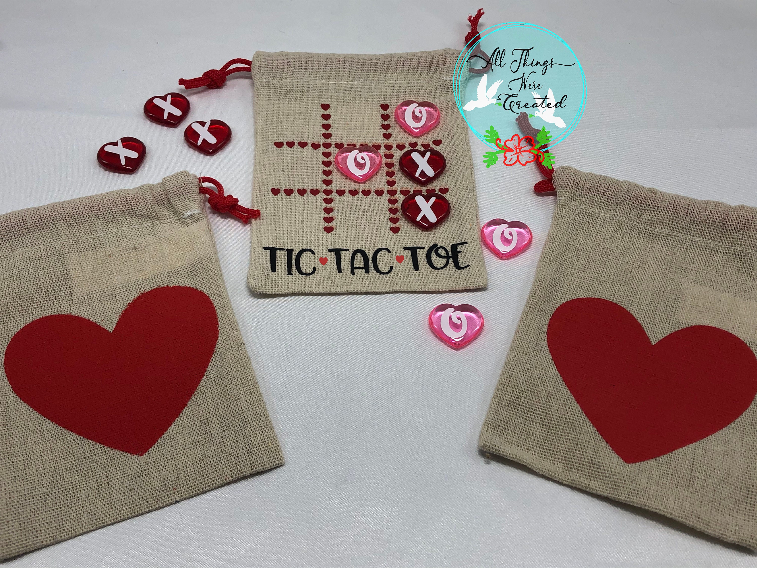 Tic Tac Toe Heart Bag Valentine's Day Party Favor DIGITAL - Etsy